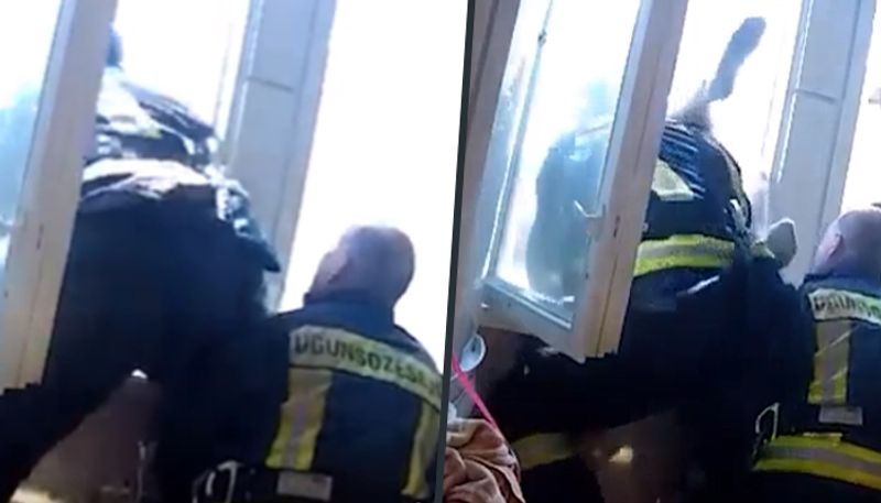 Firefighter grabs suicidal man mid-air; incredible saving video goes ...