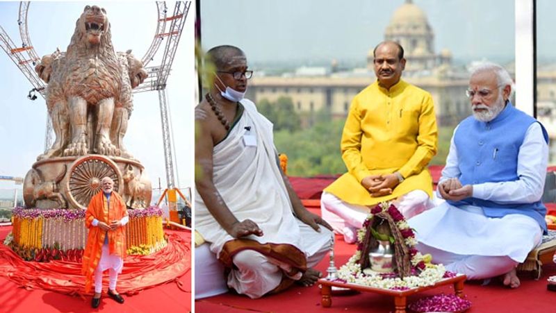 नए संसद भवन की छत पर बने राष्ट्रीय प्रतीक का PM मोदी ने किया उद्घाटन ...