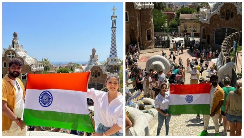 வெளிநாட்டில் தேசிய கொடியை பறக்கவிட்ட நயன்- விக்கி...வீடியோ உள்ளே ...