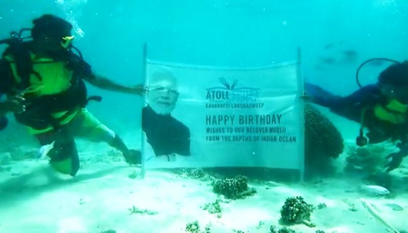 PM Modi turns 72: Lakshadweep scuba divers celebrate Prime Minister's ...