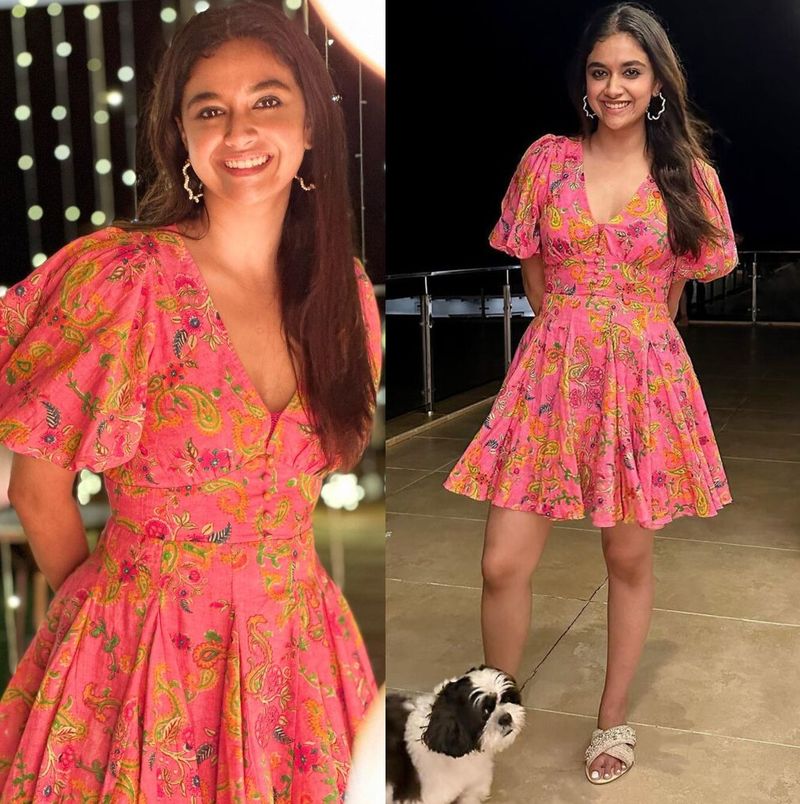 చిన్న గౌను వేసుకున్న పెద్ద పాప... కీర్తి సురేష్ నుండి ఈ రేంజ్ గ్లామర్ ...