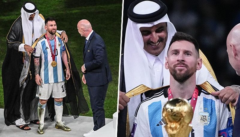 Did Emir of Qatar photo-bomb Messi's greatest moment by draping black ...