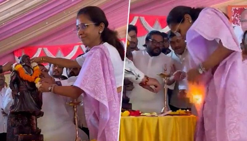 NCP MP Supriya Sule's saree catches fire at Pune event (WATCH ...