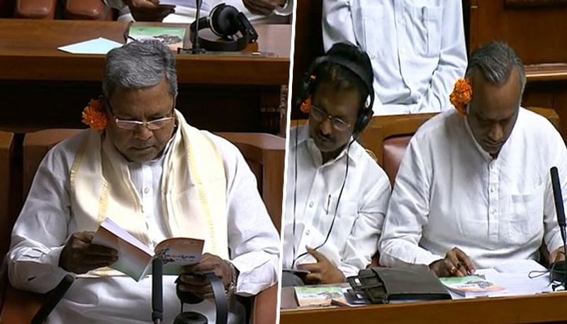 Karnataka Congress MLAs don flower over their ears during budget ...