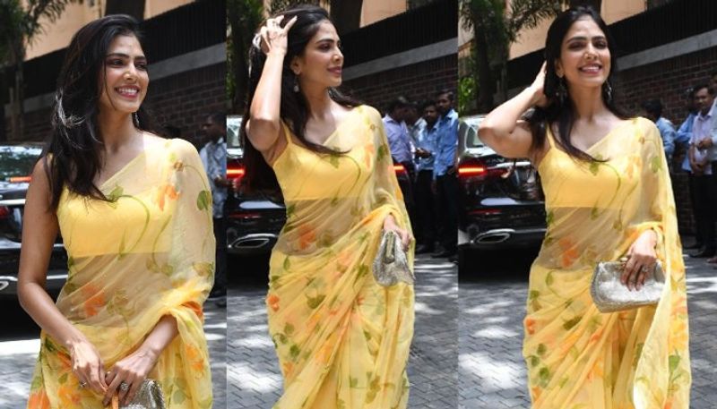 ఉల్లిపొరలాంటి ఎల్లో శారీలో మల్లు బ్యూటీ క్లీయర్‌ కట్‌ అందాల షో.. జూమ్ ...