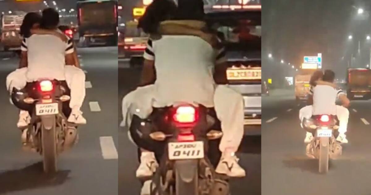 चलती बाइक पर लव कपल का डर्टी रोमांस गाजियाबाद के वीडियो पर फूटा
