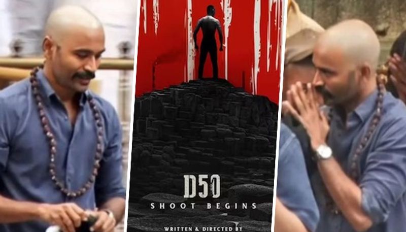 D50 Poster: Dhanush poses shirtless, and goes bald for his second ...