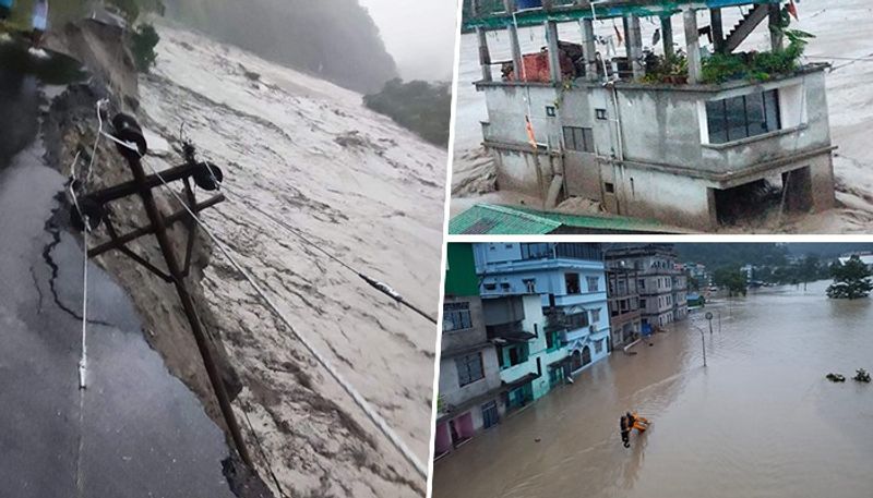 Flash floods in Sikkim wash away roads, bridges; 23 Army personnel missing | WATCH- Asianet Newsable
