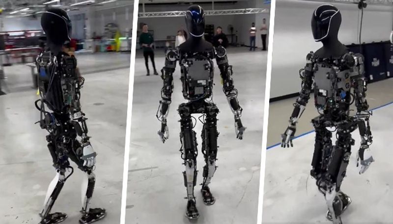Elon Musk shares video of Tesla Optimus humanoid robot walking like a ...