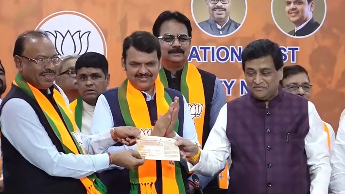 Former Maharashtra CM and BJP leader Ashok Chavan files nomination for ...