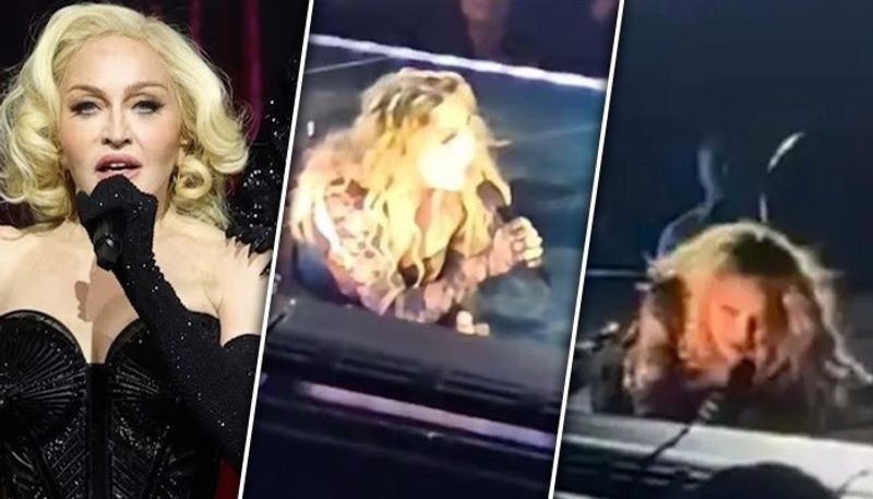 Video: Madonna accidentally falls from chair during live concert in ...