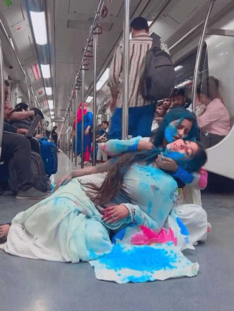Public outcry: Viral video of 2 girls' explicit act during Holi in Delhi Metro ruffles feathers ...