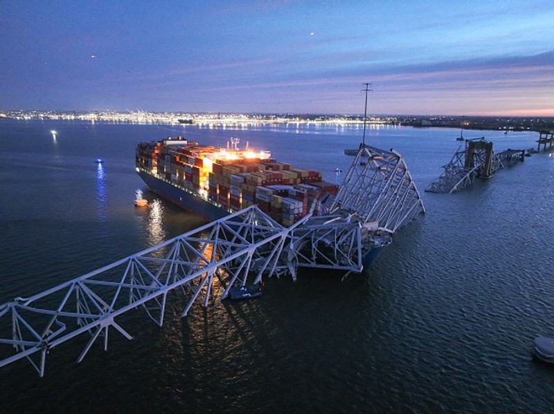Francis Scott Key Bridge collapse: Daylight aerial drone footages ...