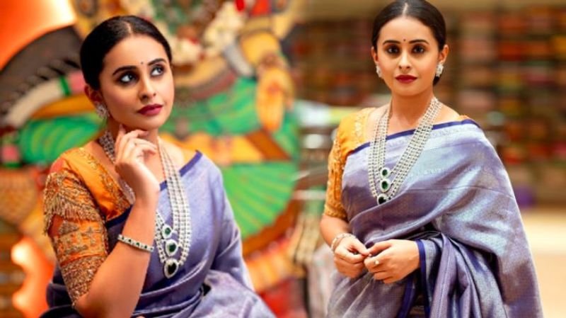 Serial Actress Sanjana Burli in Saree, ಜ್ಯೂನಿಯರ್ ಕಲ್ಪನಾ ಥರಾ ಕಾಣಿಸ್ತಾ ...