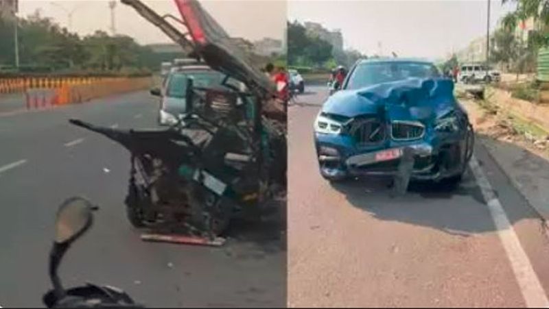 Noidaದಲ್ಲಿ E rickshawಗೆ ಹಿಂಬದಿಯಿಂದ ಡಿಕ್ಕಿ ಹೊಡೆದ BMW car: staff nurse ...