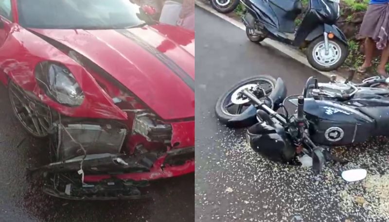 Porsche car and bike collided 18 year old died മലപ്പുറത്ത് പോർഷേ കാറും ...