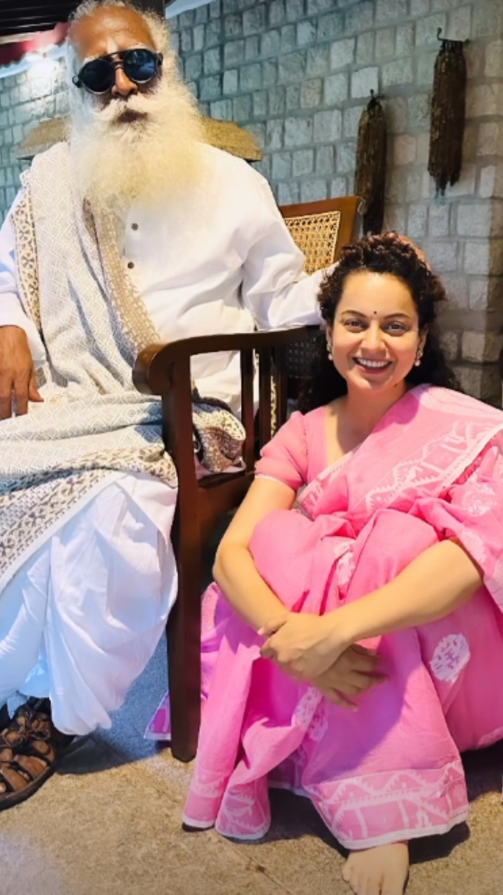 सद्गुरु के चरणों में कंगना, चुनाव जीतने के बाद पहुंची ईशा फाउंडेशन - kangana ranaut met with ...