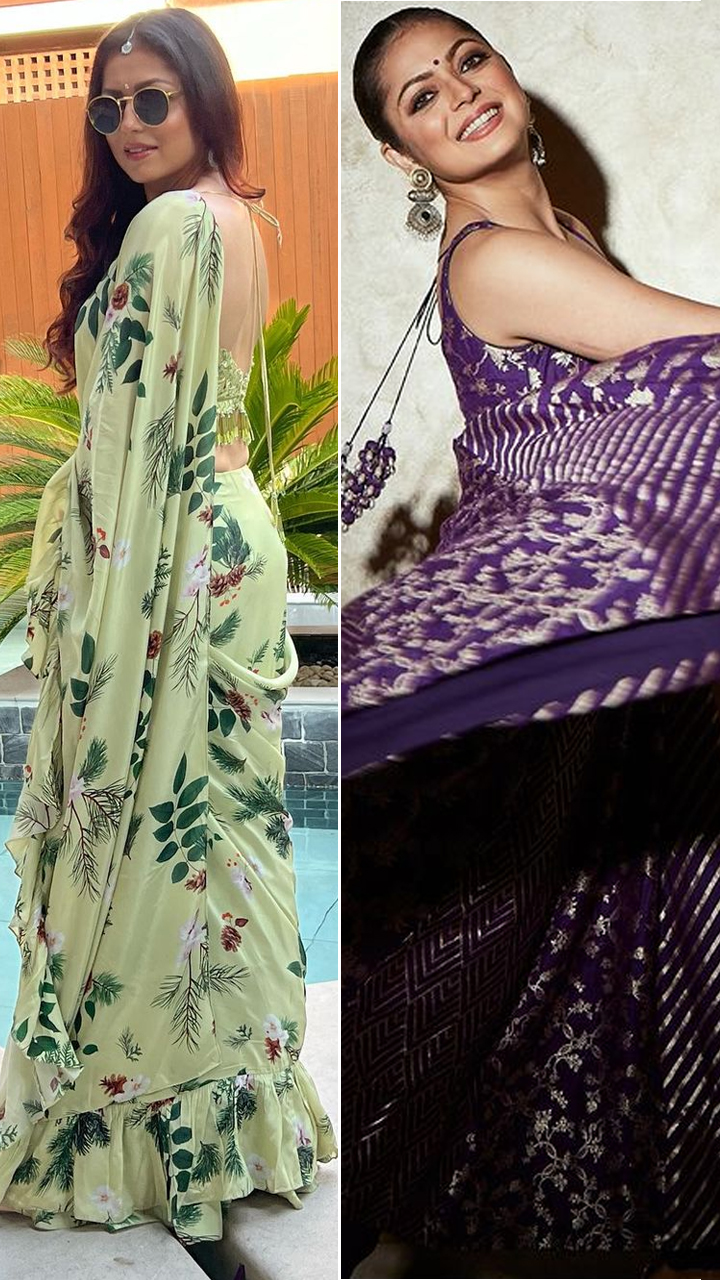 पति को लगेंगी हुस्न की मधुबाला, पहनें Drashti Dhami से 10 साड़ी-सूट - 10 designer saree and ...