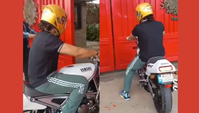 MS Dhoni spotted riding his Yamaha R1-Z Motorcycle in Ranchi (WATCH ...