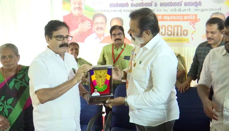 Union Minister Suresh Gopi and Thrissur Mayor MK Varghese praise each other at the inauguration ...