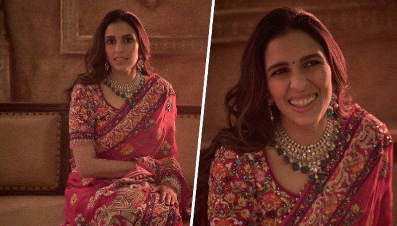 Shloka Mehta looks like a QUEEN as she wears pink saree for Anant ...