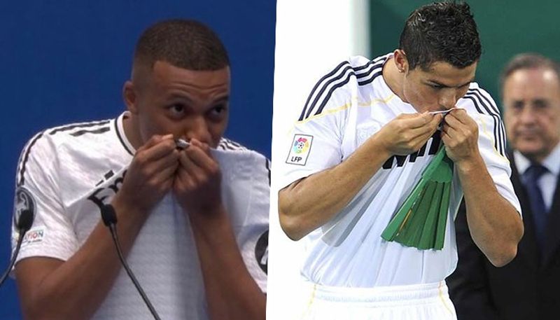 Kylian Mbappe kisses Real Madrid badge at unveiling, fans reminisce ...
