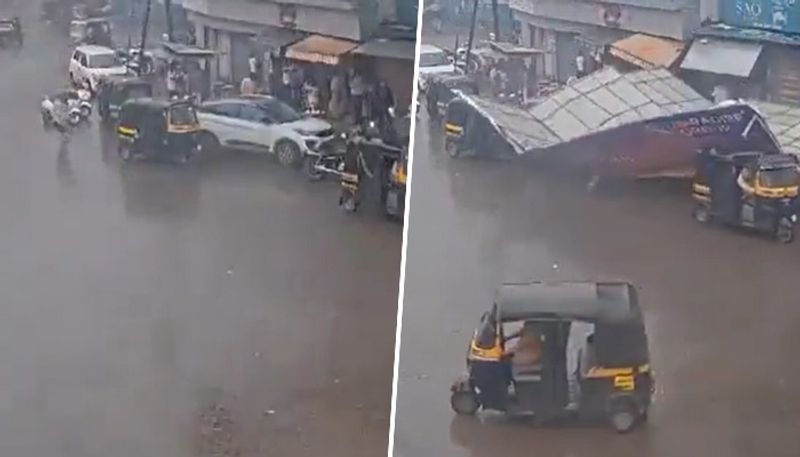 Maharashtra: Billboard collapses onto vehicles in Thane's Kalyan amid heavy rain; Video goes ...