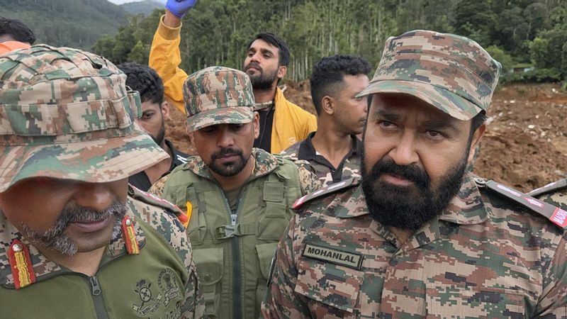 lt colonel mohanlal wayanad landslide areas : ചൂരല്‍മല മുണ്ടക്കൈ ദുരന്ത ...