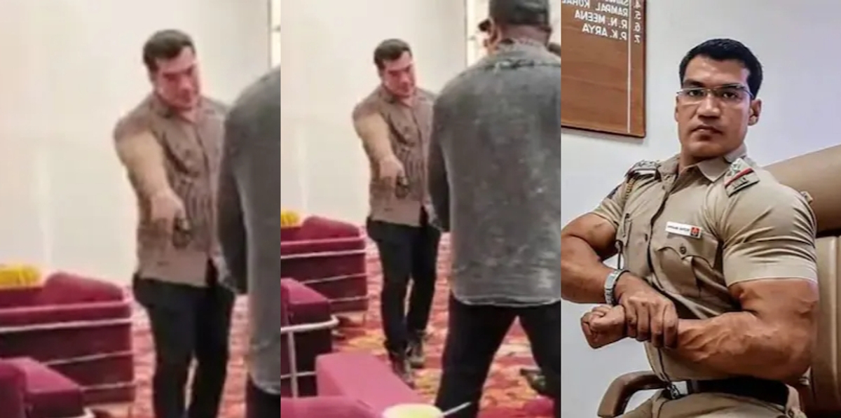 Delhi viral Bodybuilder police officer Waves Pistol While Dancing At ...
