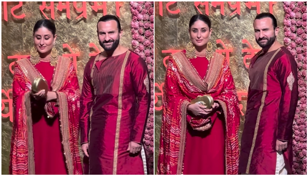Ganesh Chaturthi 2024: Kareena Kapoor, Saif Ali Khan twin in red for Ambani Ganpati darshan ...
