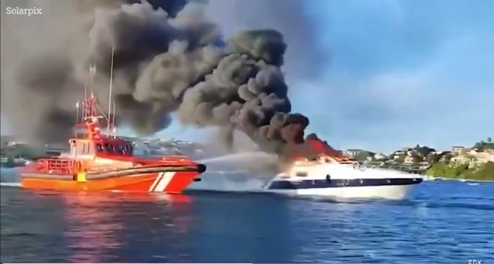 Dramatic rescue of 4 Britons as luxury yacht explodes in flames before ...