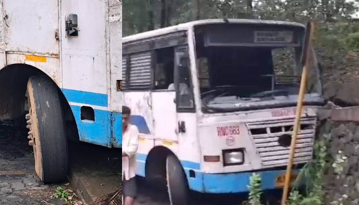 KSRTC bus break failure; It lost control and crashed into a wall, injuring passengers:ഇറക്കത്തി ...