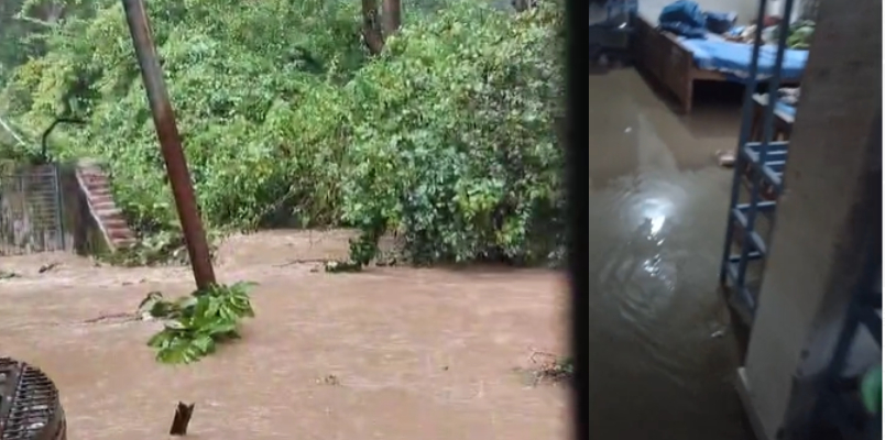 Heavy rains mountain water came and wall of the schoolgirls hostel ...