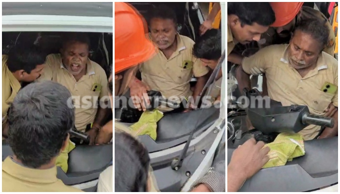 auto driver trapped inside wrecked auto after car hit on auto rickshaw ...