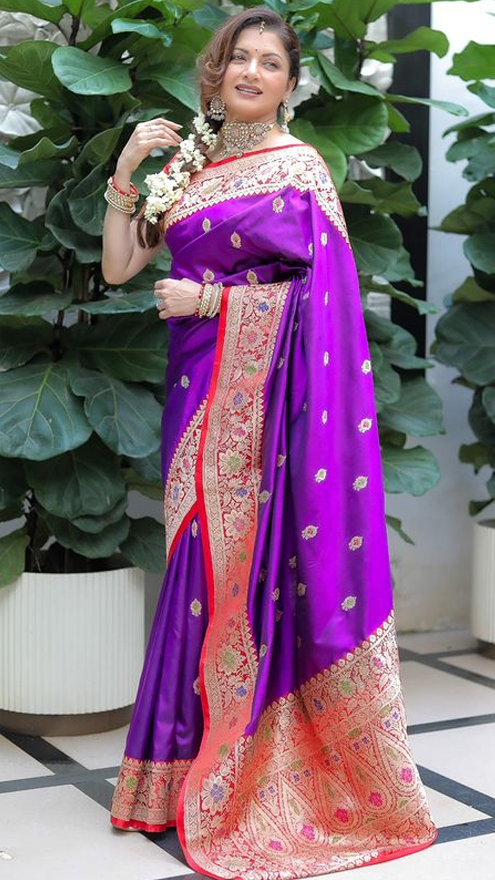 10 stylish saree designs inspired from Bhagyashree's collection ...