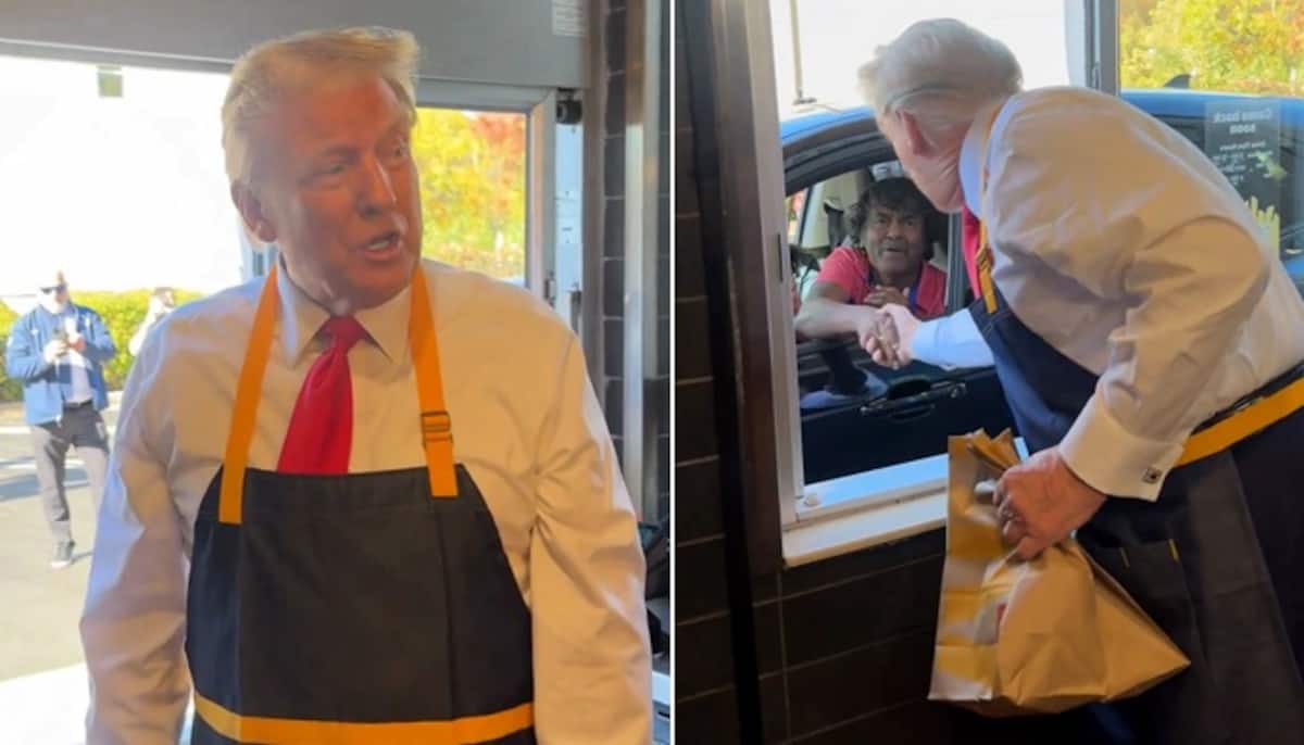 Donald Trump Serves At Mcdonalds Viral Video Shows Lighthearted