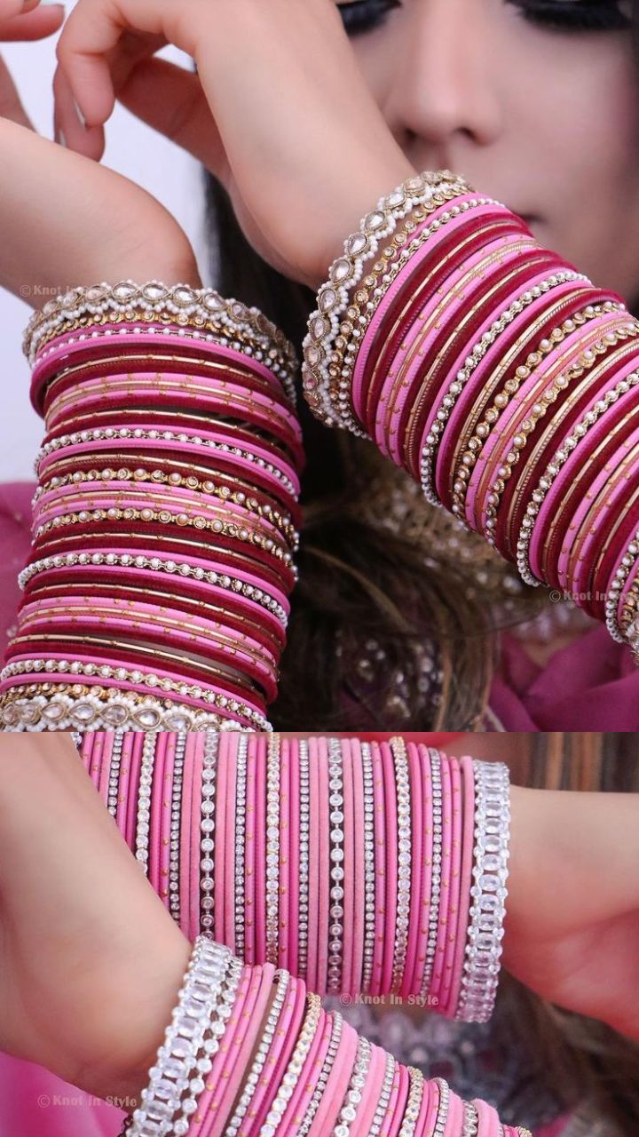 Pink Bangle Set Design| लाल-पीला हुआ पुराना, गुलाबी चूड़ियों से बिखेरें ...