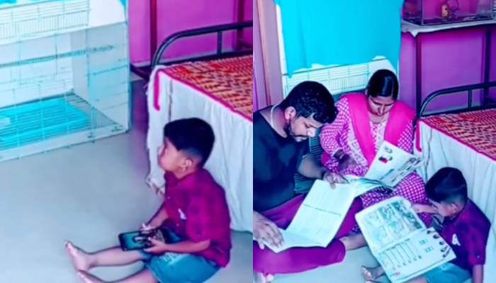 കേട്ടല്ല കണ്ട് പഠിക്കട്ടെ; മൊബൈൽ ഫോണില്‍ മുഴുകി കുട്ടി, ഫോൺ താഴെവച്ച് ...