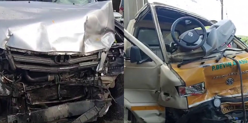 accident in Pathanamthitta parcel vehicle collided with innova car 4 ...