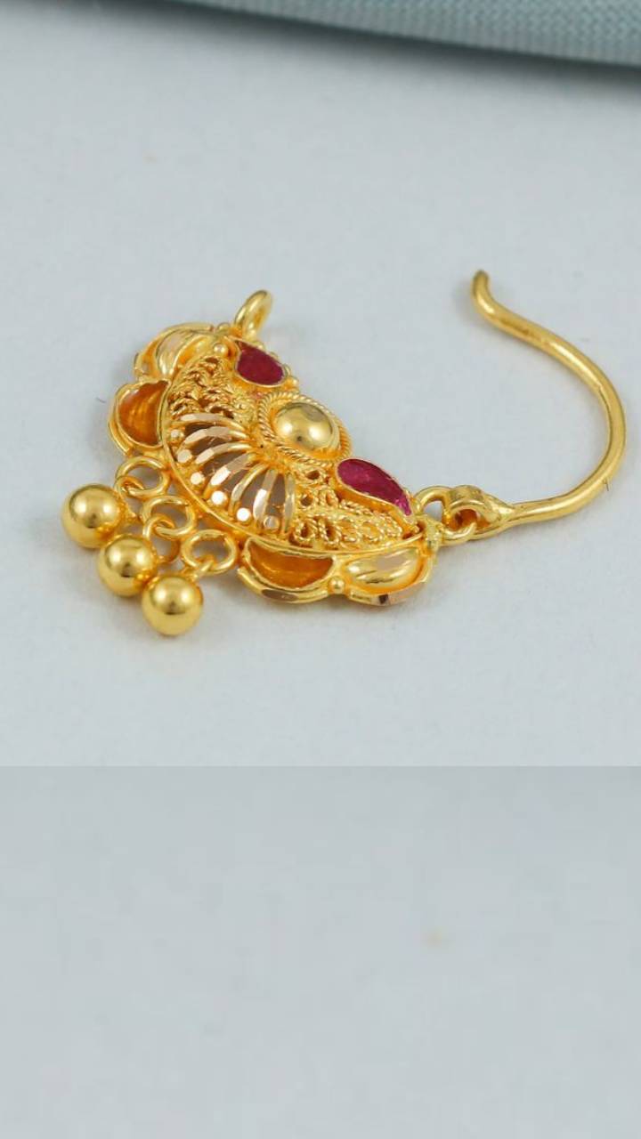 7 Stunning 4 Gram Gold Nath Designs 4 ಗ್ರಾಂದಲ್ಲಿ 22 ಕ್ಯಾರೆಟ್ ಚಿನ್ನದ 7 ...