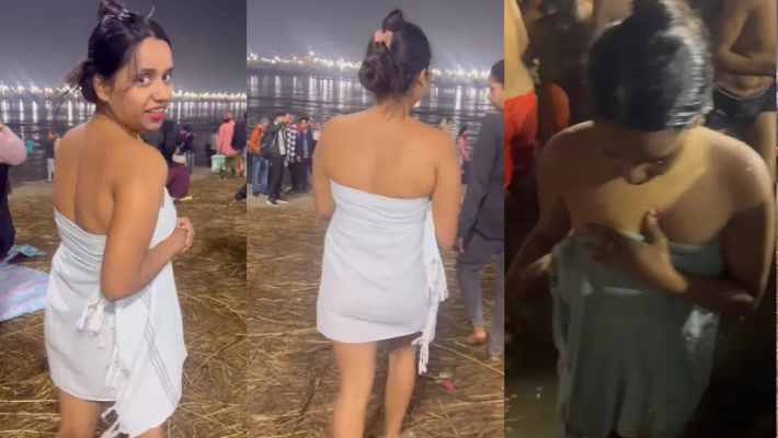 Mahakumbh Towel Girl ಅರೆಬೆತ್ತಲೆ ವಿಡಿಯೋ ವೈರಲ್; ಆಕೆಗೆ ಸಾಧುಗಳು ಮಾಡಿದ್ದೇನು? - Mahakumbh Towel Girl ...