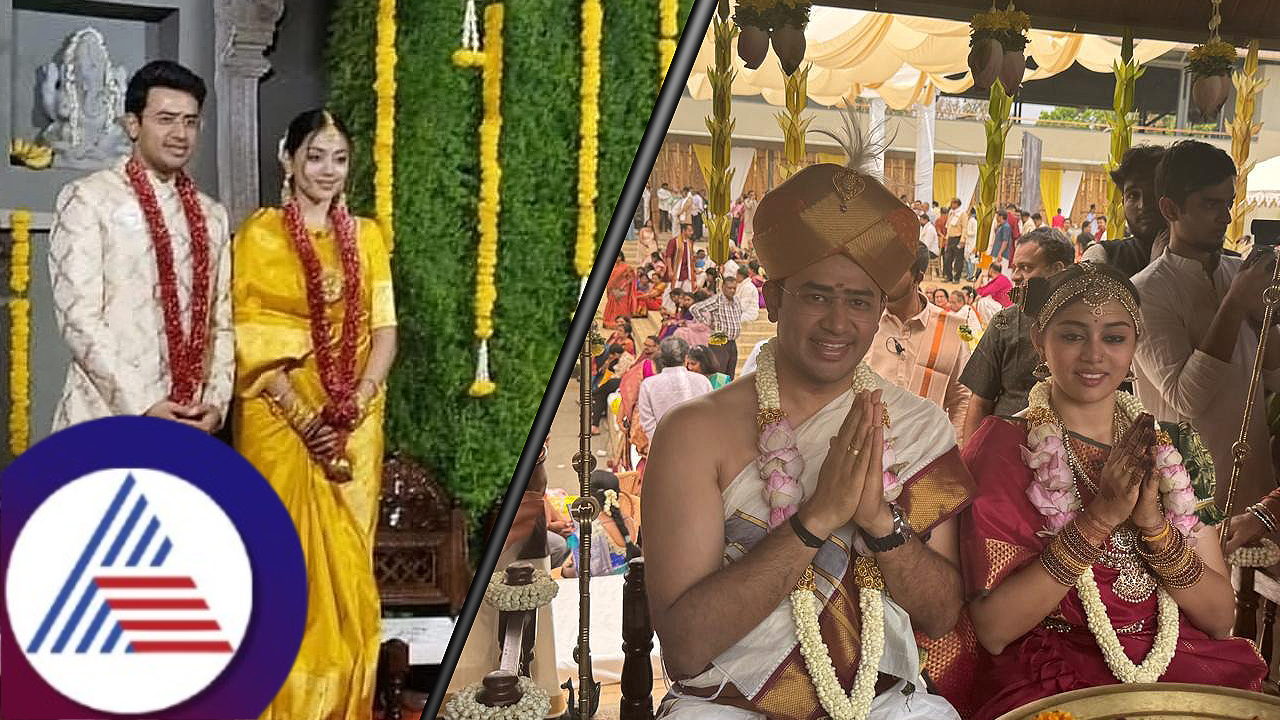 BJP MP Tejasvi Surya marries singer Sivasri Skandaprasad in grand Bengaluru wedding: See PHOTOS ...