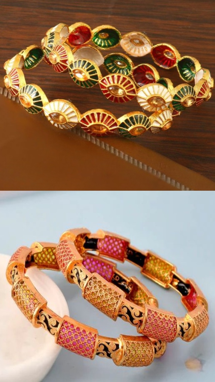 Exquisite Meenakari Gold Kada Bangle Designs for Women- Asianet Newsable