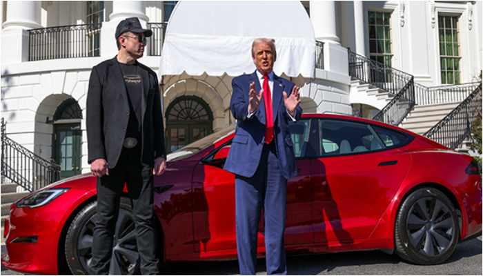 'It's a great product...' Trump buys new 'red' Tesla with 'patriot ...