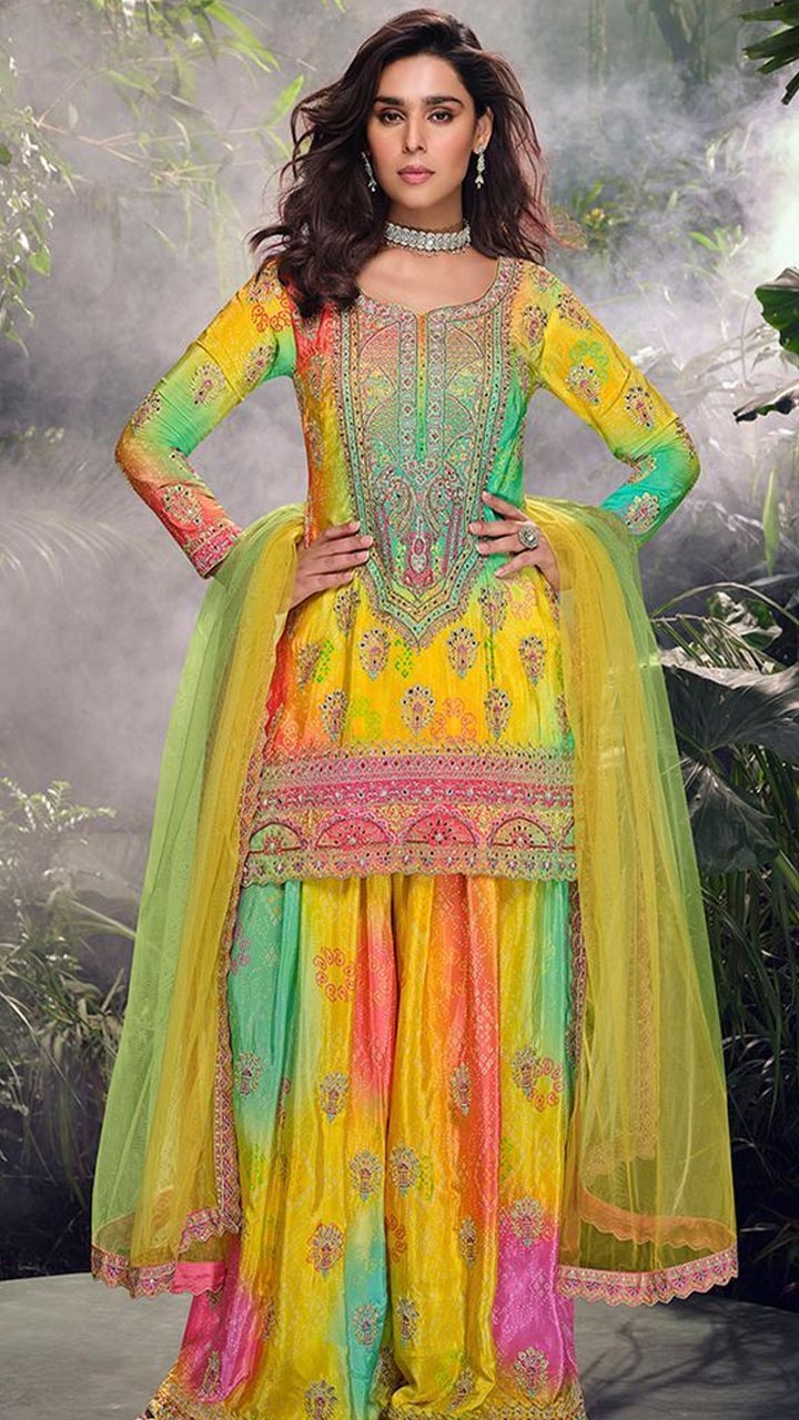 Eid Fashion Multicolored Sharara Designs for Festive Celebrations ...