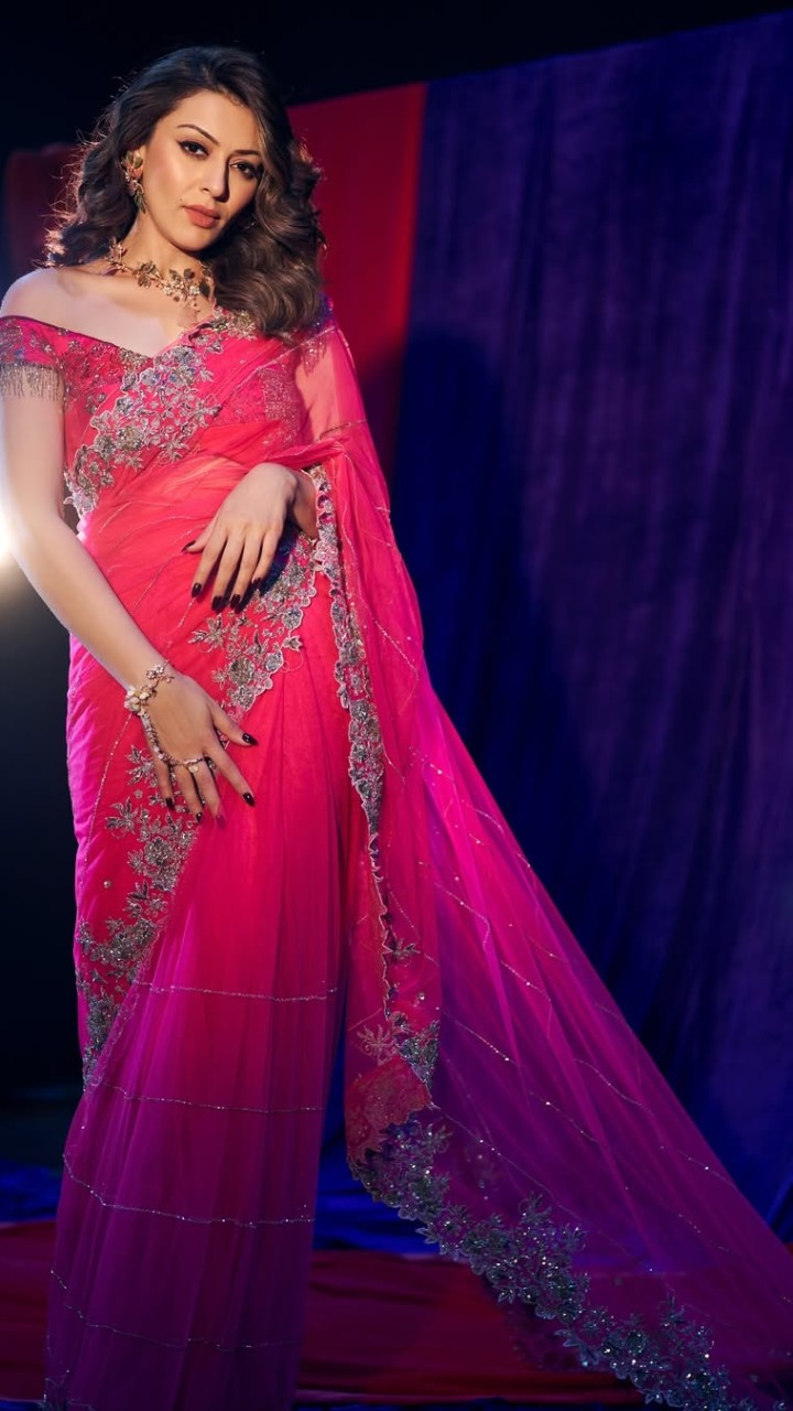 सितारों सा चमकेगा बदन ! 2K में खरीदें हंसिका मोटवानी जैसी साड़ी | Hansika Motwani Party Wear ...