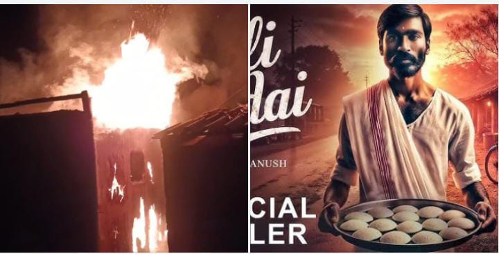 Dhanush’s Idly Kadai shoot disrupted as massive fire breaks out on set ...
