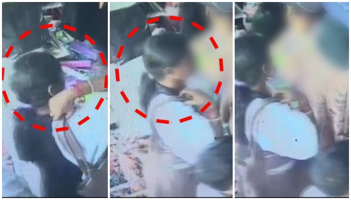 CCTV video of lady snatching gold chain from infant പിറകിൽ നിന്ന് ...