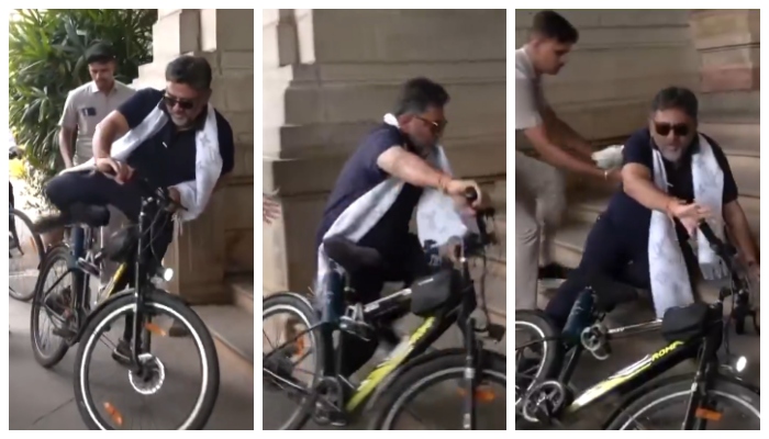 Watch Video: സൈക്കിളില്‍ നിന്നും വിധാൻ സൗധയുടെ പടികളിലേക്ക് വീണ് ഡികെ ശിവകുമാർ; ട്രോളി നെറ്റിസണ് ...