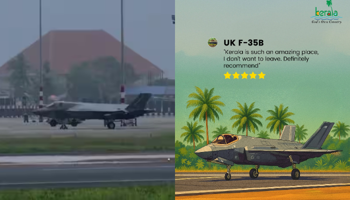 Kerala tourism uses grounded UK fighter jet F-35 for promotion, post goes viral | Asianet Newsable
